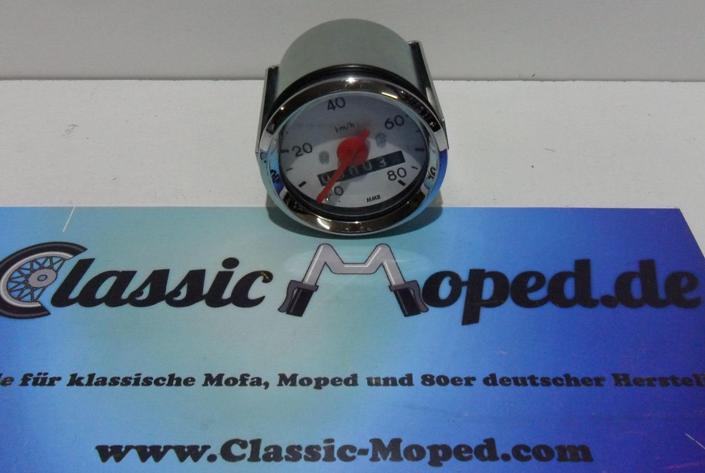 Mofa Tacho 80 km/h 49mm Einbau Weiß mit Beleuchtung DKW KTM NEU ...